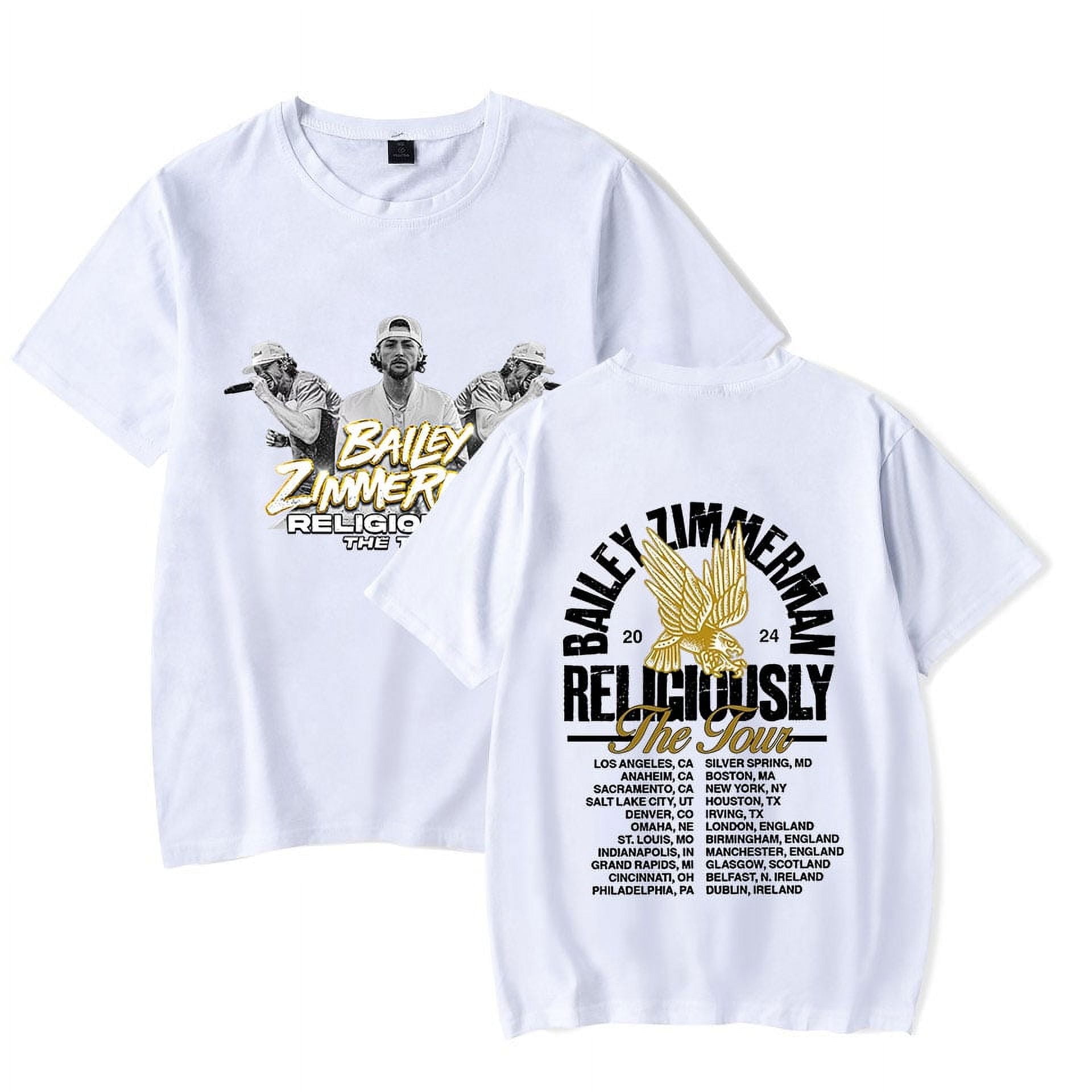 Bailey Zimmerman Merch T-shirt Summer Neutral Round Neck Casual Top Trendy Street Sports Shirt T ...