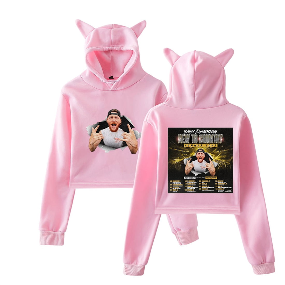 Bailey Zimmerman New To Country Tour 2025 Cat Ear Hoodies Fashion Short ...