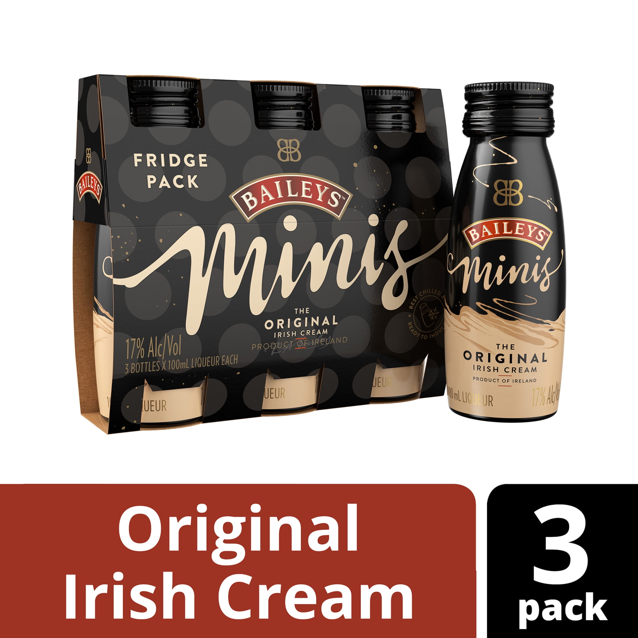 Baileys Minis The Original Irish Cream Liqueur, 100 mL (3 Pack), 17% ...