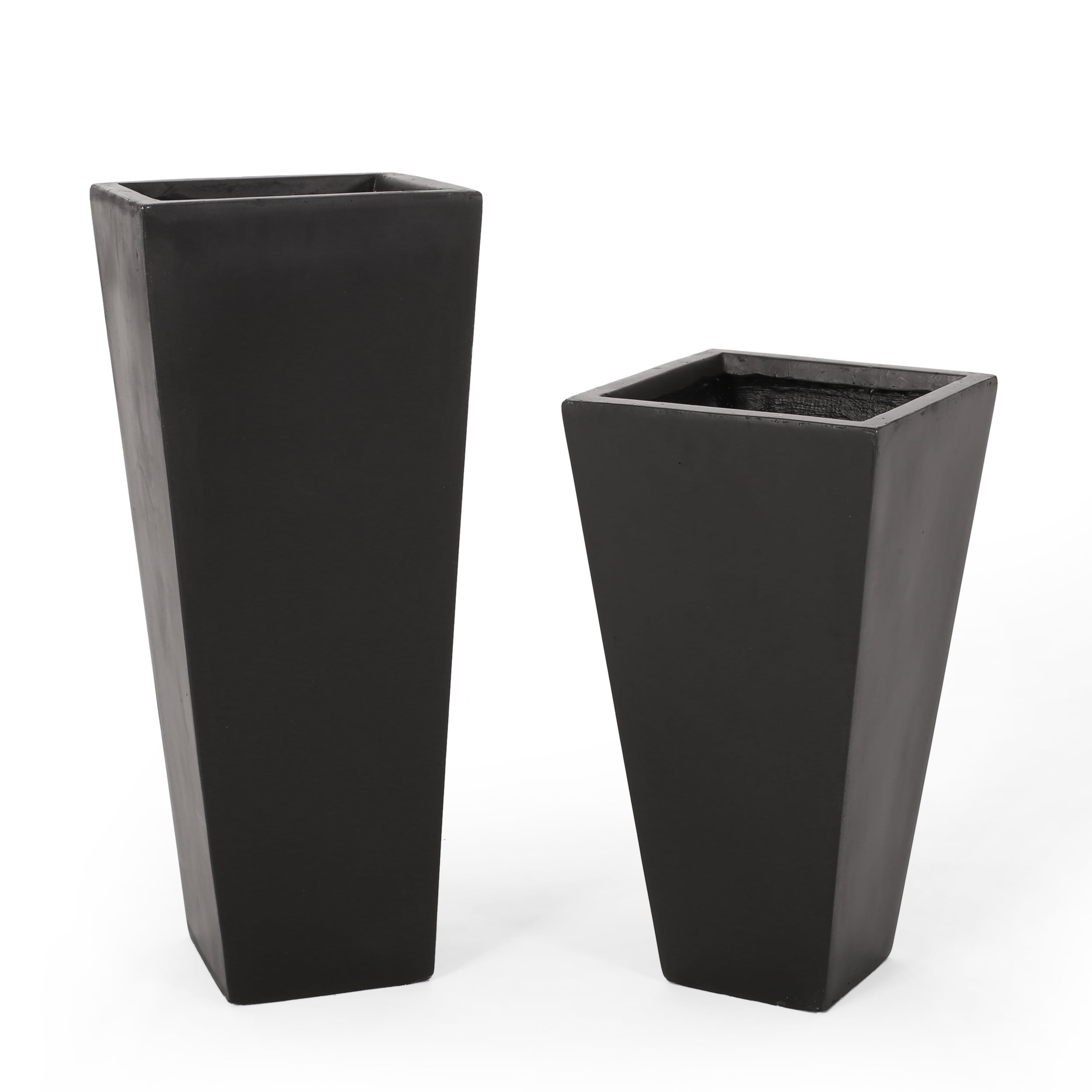 Bailor Outdoor Cast Stone Planter Set, Matte Black - Walmart.com
