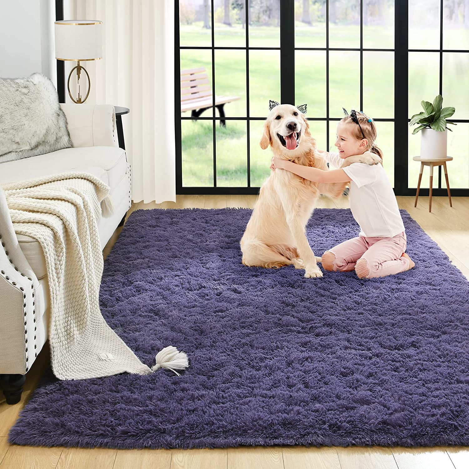 Bailu Fluffy Taro Purple Rug for Living Room,2x3 Area Rugs,Thick Plush ...