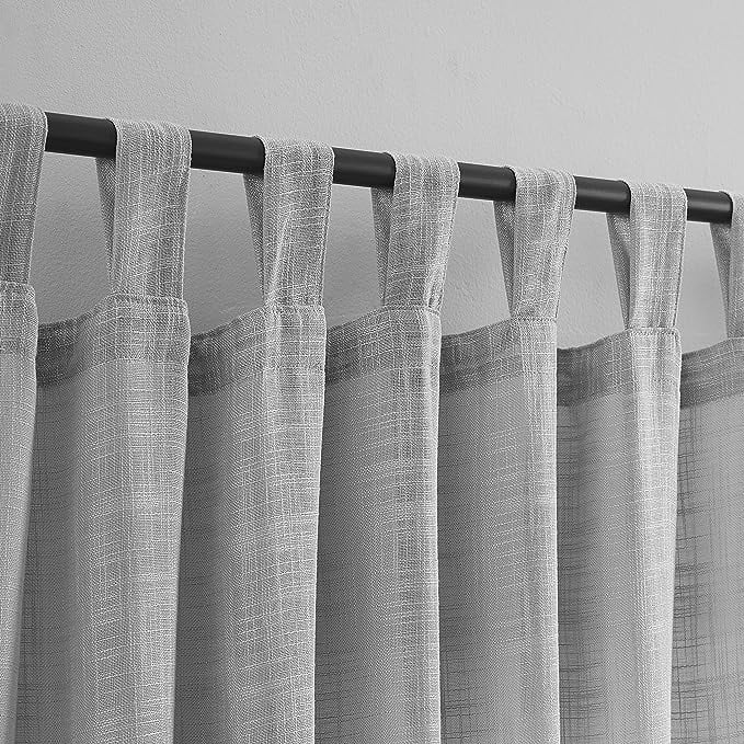 Bailu Gray Linen Translucent Curtains, Top Light Filtering Elegant ...