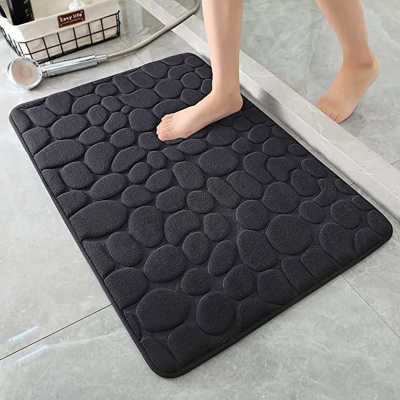 Rooster Harlequin Black and white Machine Washable Memory Foam Mat ...