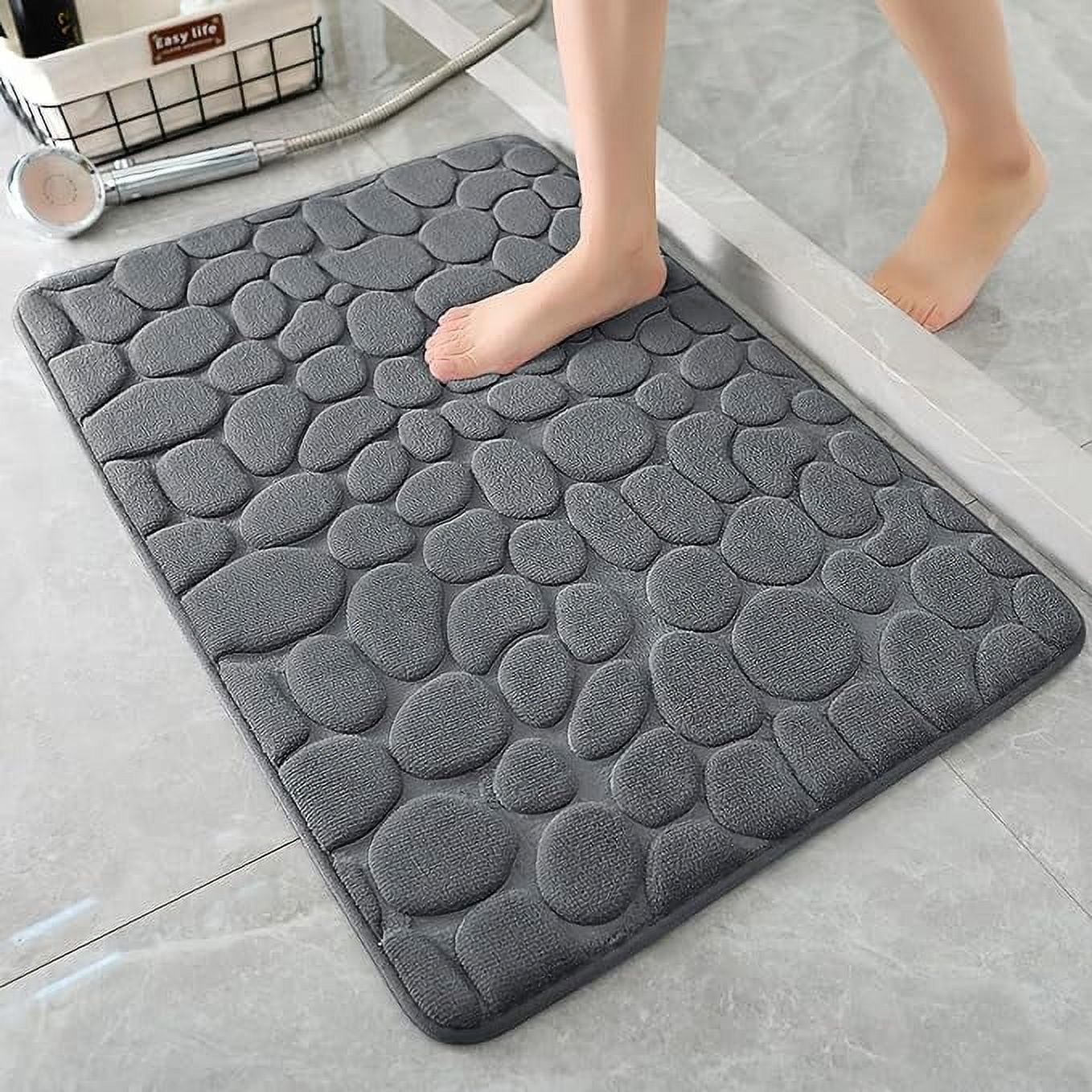 Bailu Memory Foam Bath Mat Pebble Bathroom Rug Super Absorbent Machine ...