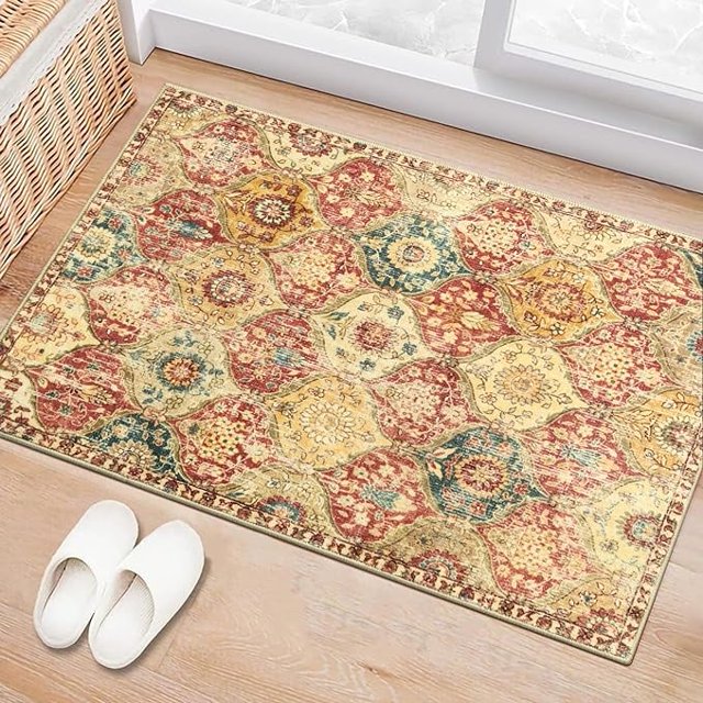 Bailu Moroccan Plaid Area Rug, 2x3 Entry Rug Non-Slip Washable Indoor ...