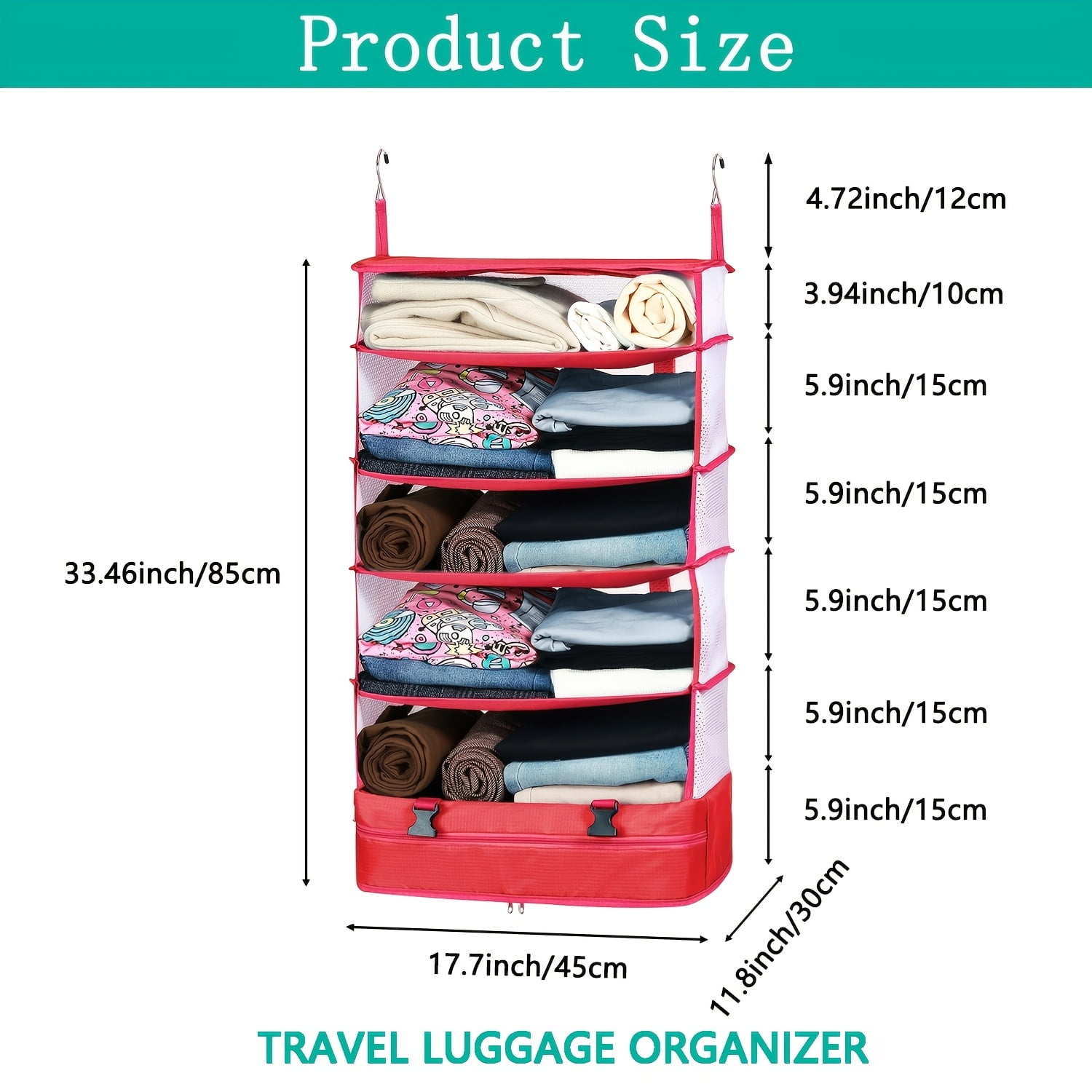 Baina Box 5-Tier Folding Luggage Organizer - Extra Large Carry-On ...