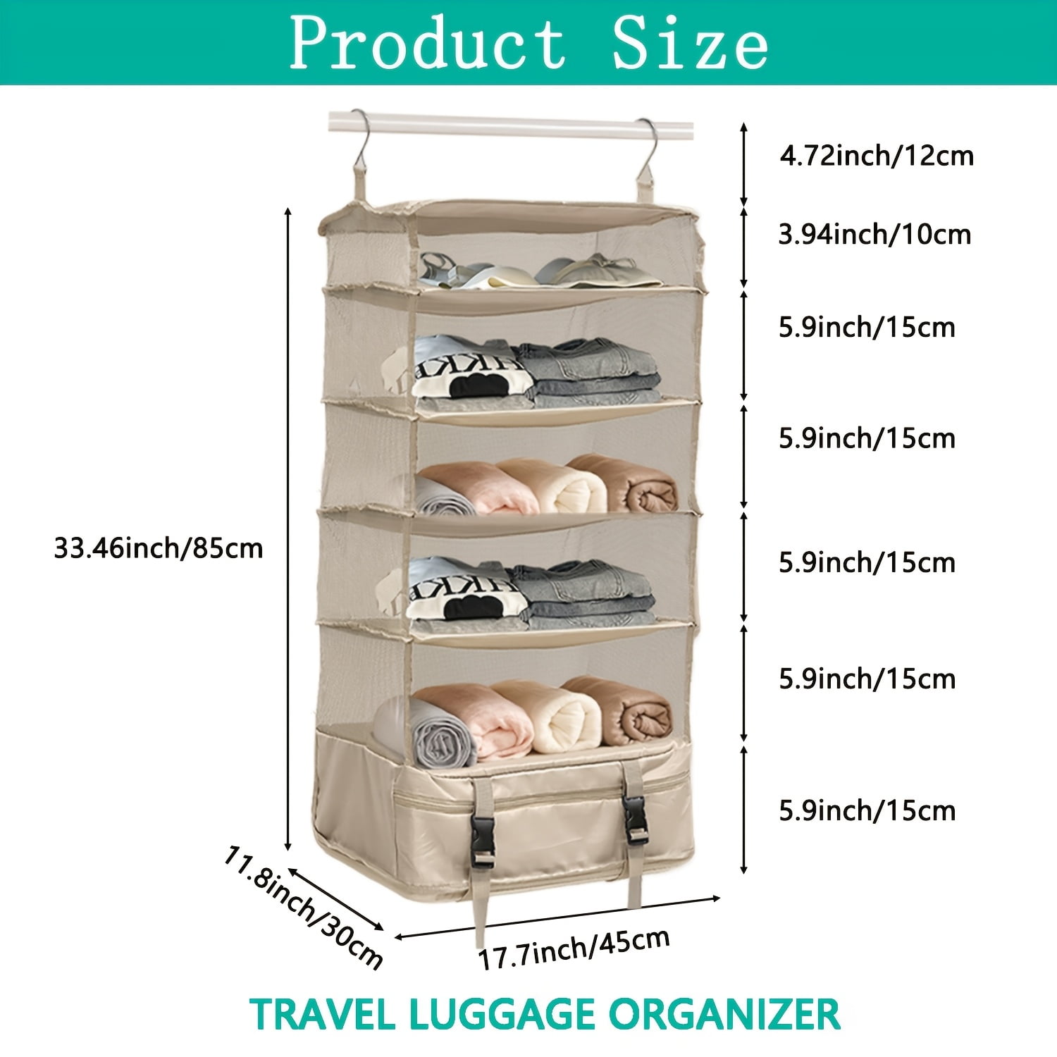 Baina Box 5-Tier Folding Luggage Organizer - Extra Large Carry-On ...