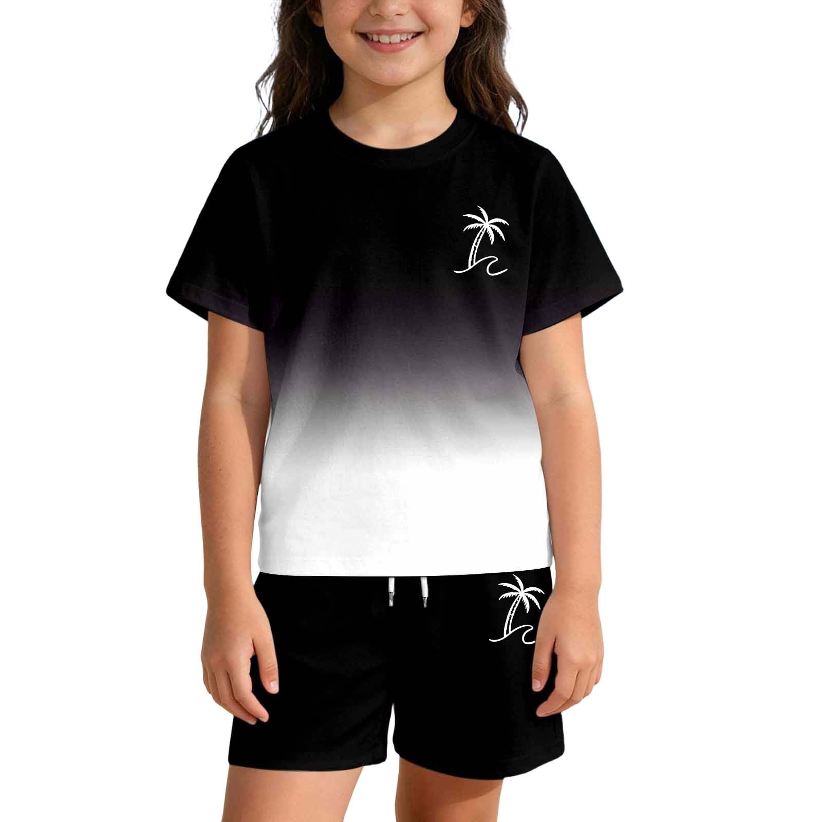 Bainana 2 Pieces Summer Beach Outfit Set For Kids Girls Coconut Tree ...