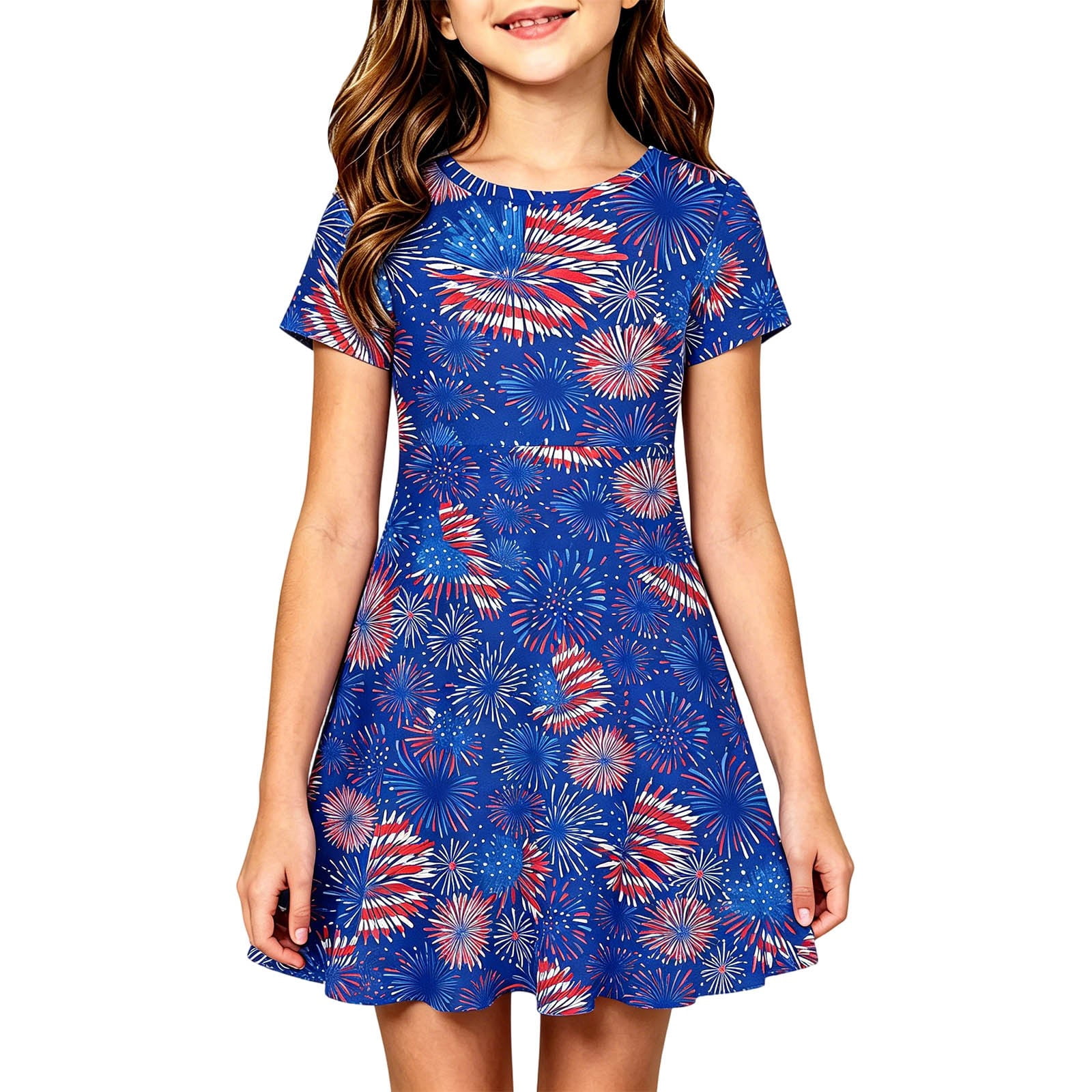Bainana 4Th Of July Dress For Girls Short Sleeve American Flag Dresses ...