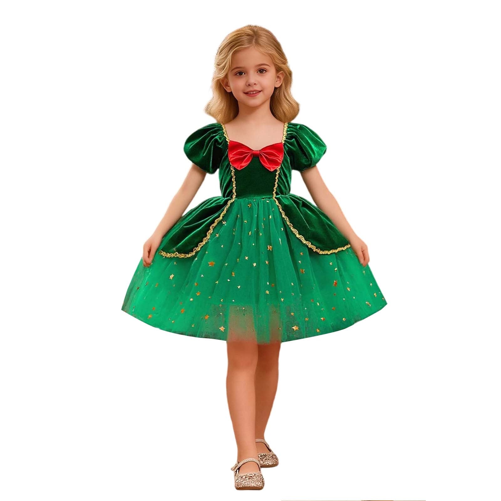 Bainana 5-6 Years Toddler Girls Dresses Star Bowknot Print Short Sleeve ...