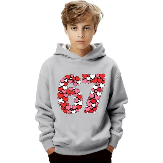 Bainana 67 Hoodie For Boys Child Number Print Long Sleeve Hooded Tops ...