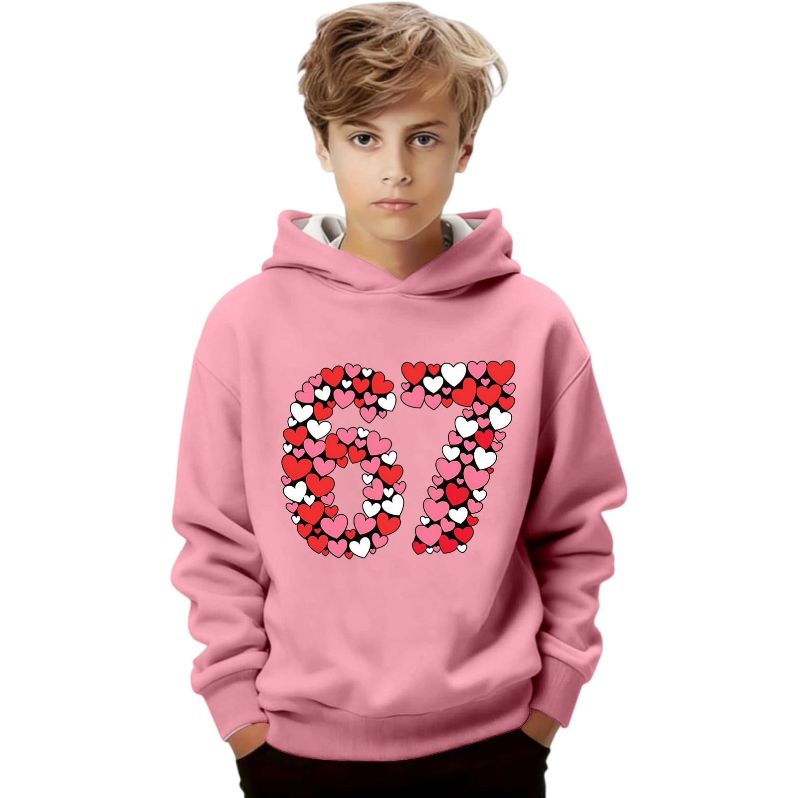 Bainana 67 Hoodie For Boys Child Number Print Long Sleeve Hooded Tops ...