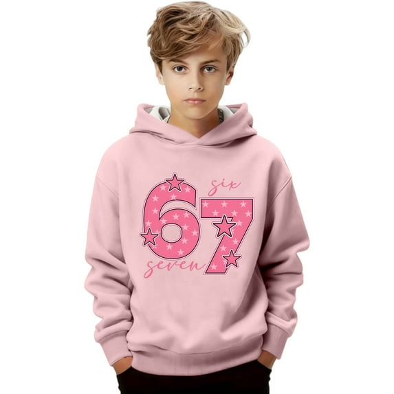 Bainana 67 Hoodie For Boys Child Number Print Long Sleeve Hooded Tops ...