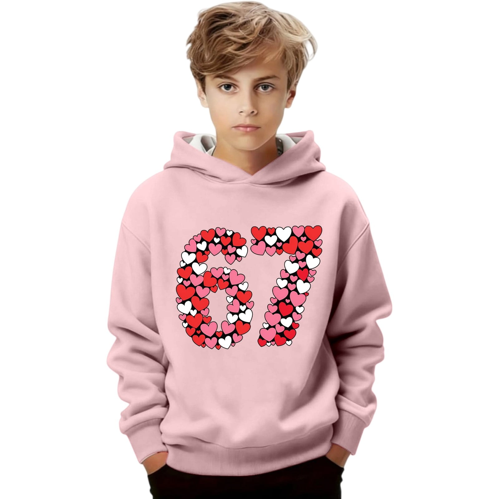 Bainana 67 Hoodie For Boys Child Number Print Long Sleeve Hooded Tops ...