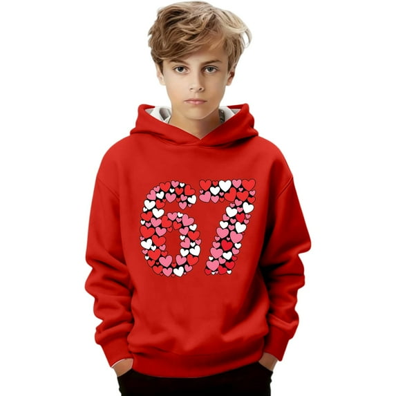 Bainana 67 Hoodie For Boys Child Number Print Long Sleeve Hooded Tops ...