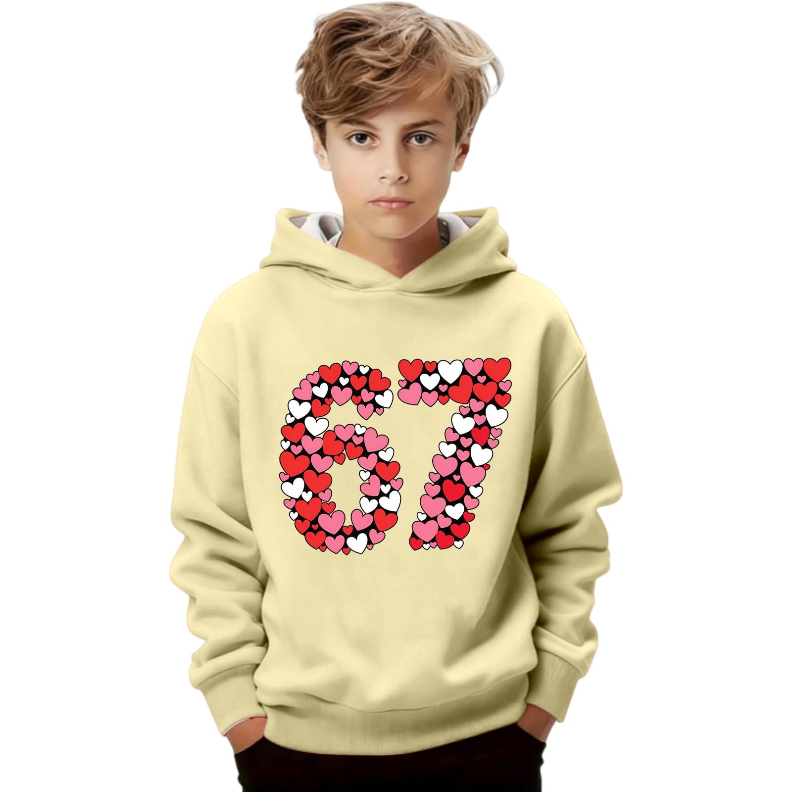 Bainana 67 Hoodie For Boys Child Number Print Long Sleeve Hooded Tops ...