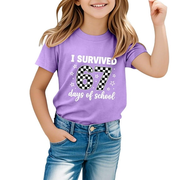 Bainana 67 Number Print Tops For Boys Short Sleeve Crew Neck T-Shirt ...