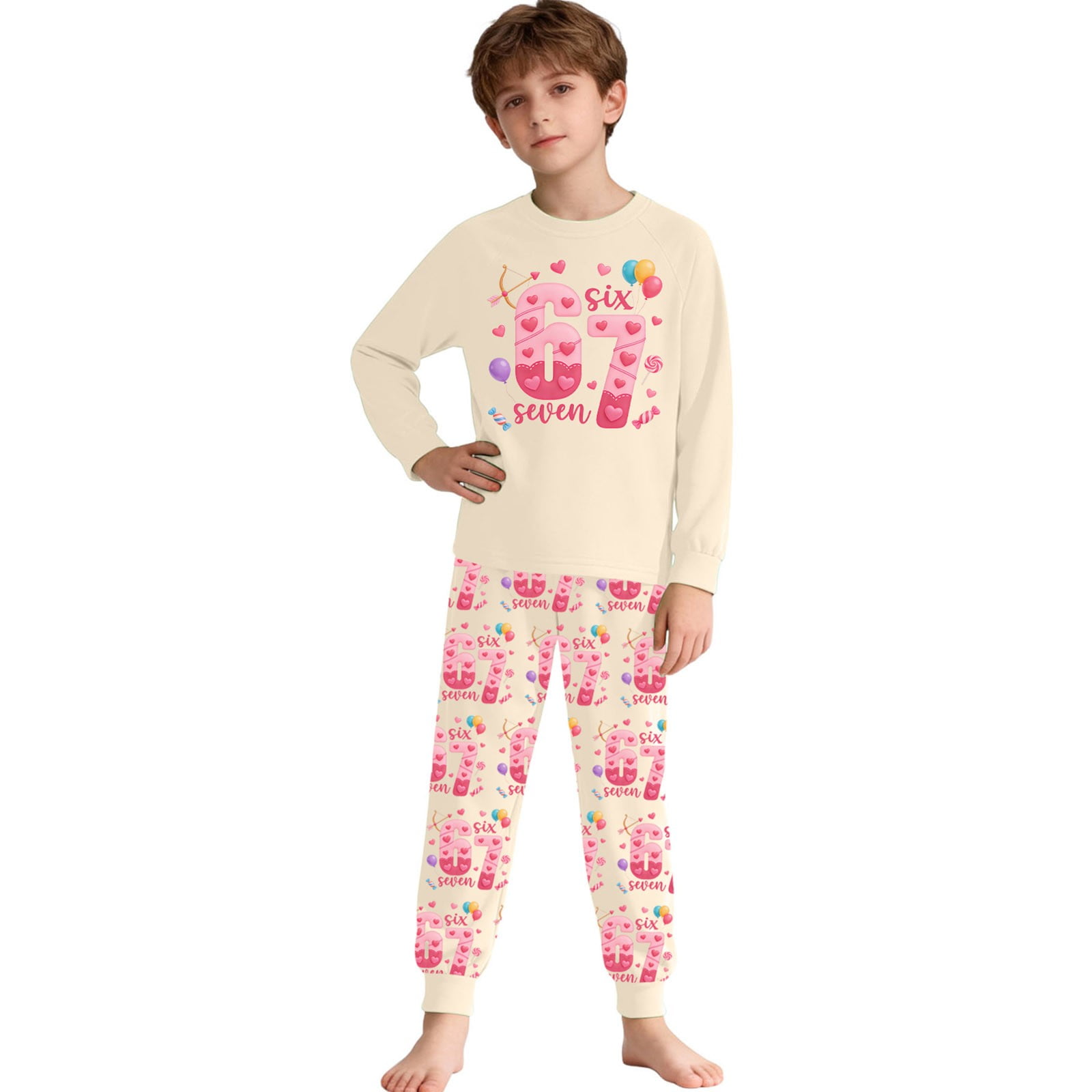 Bainana 67 Pajamas Matching Set For Kids Number Print Long Sleeve Crew ...
