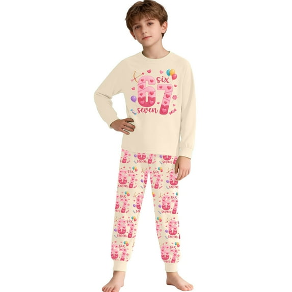 Bainana 67 Pajamas Matching Set For Kids Number Print Long Sleeve Crew ...