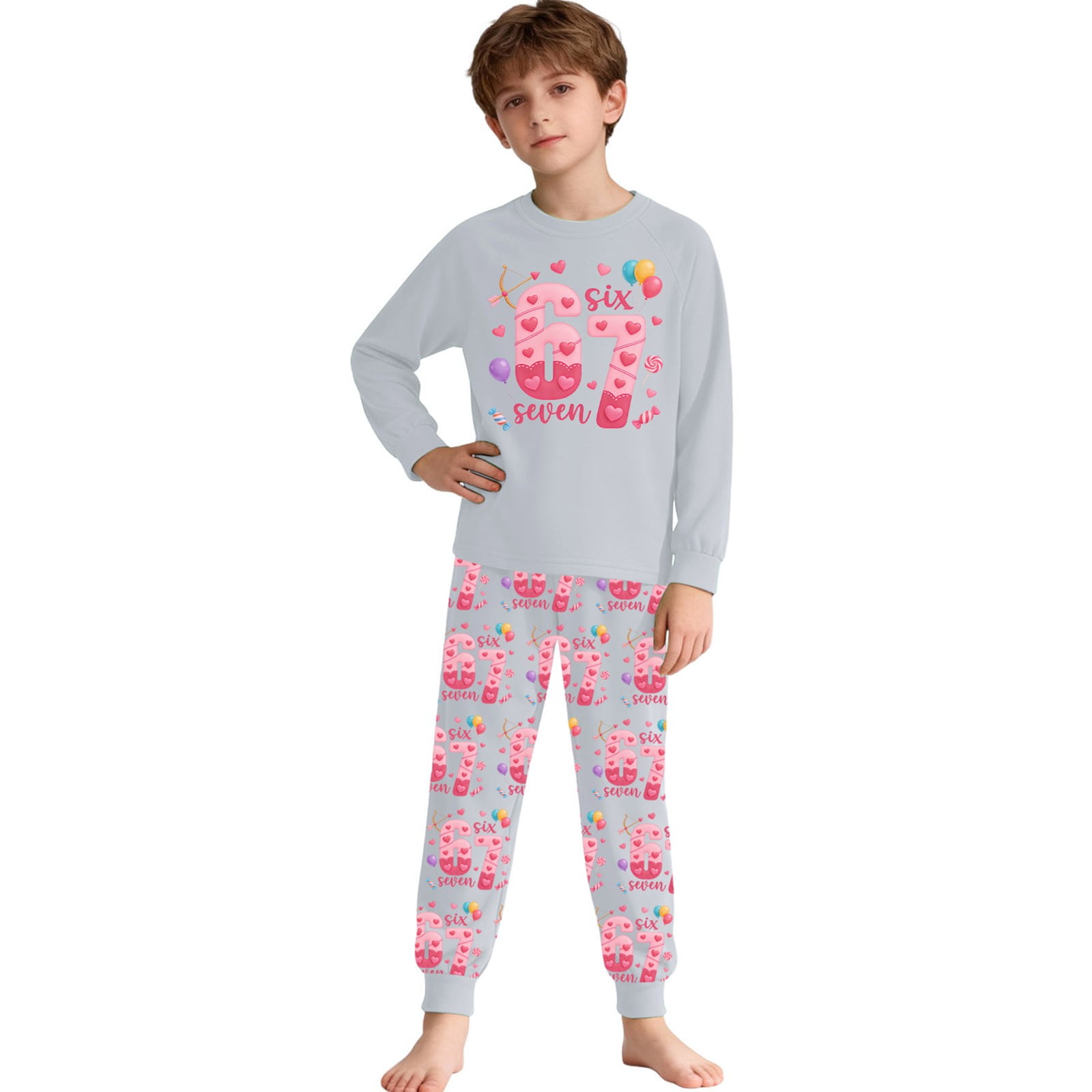 Bainana 67 Pajamas Matching Set For Kids Number Print Long Sleeve Crew ...
