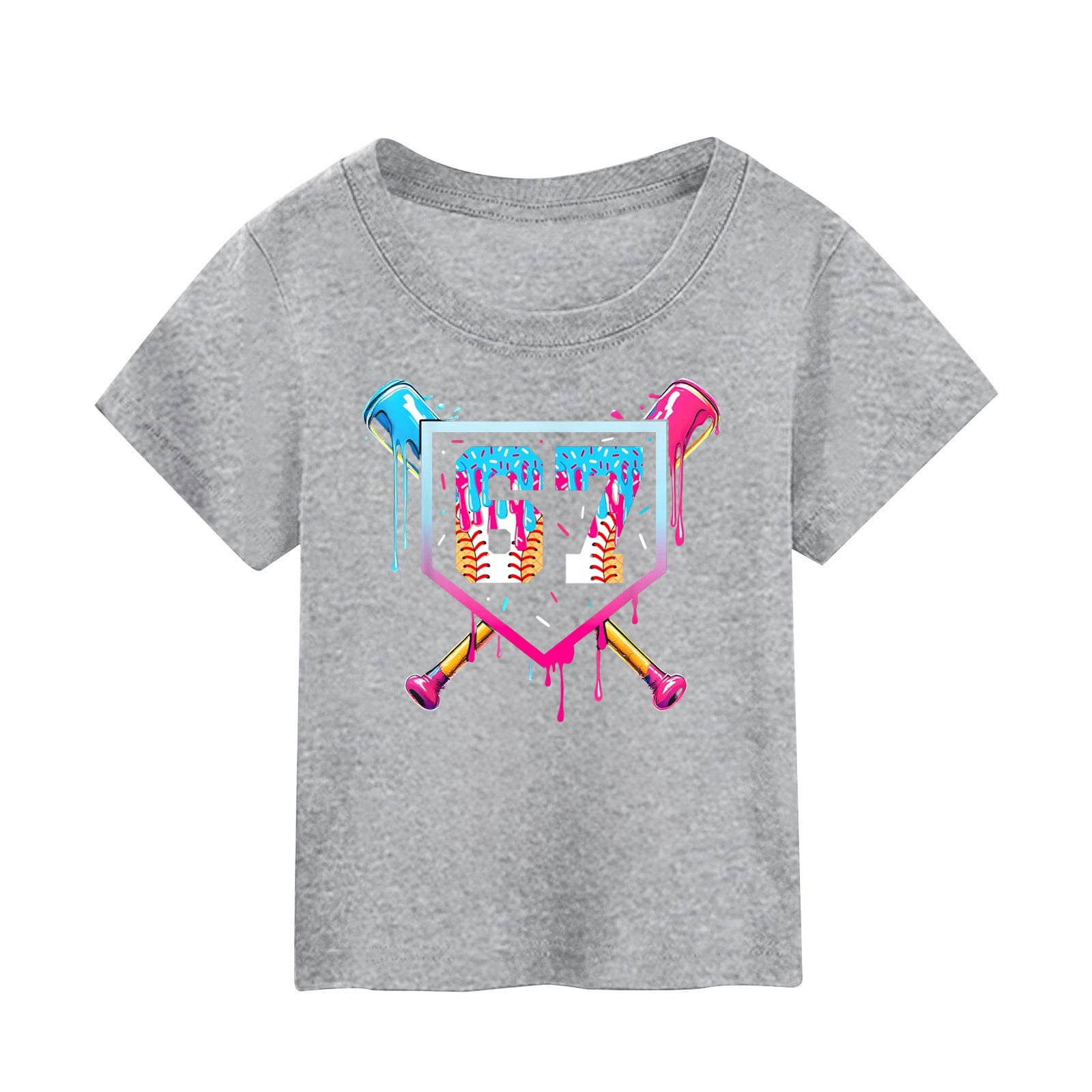 Bainana 67 Shirt For Girls Boys Child Cartoon Print Short Sleeve Crew ...