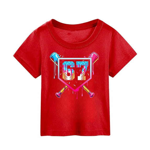 Bainana 67 Shirt For Girls Boys Child Cartoon Print Short Sleeve Crew ...