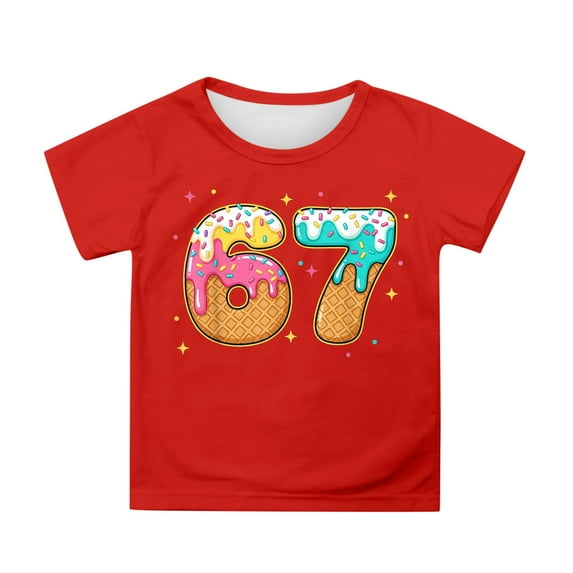 Bainana 67 Shirts For Kids Number Print Short Sleeve Crew Neck Tops ...