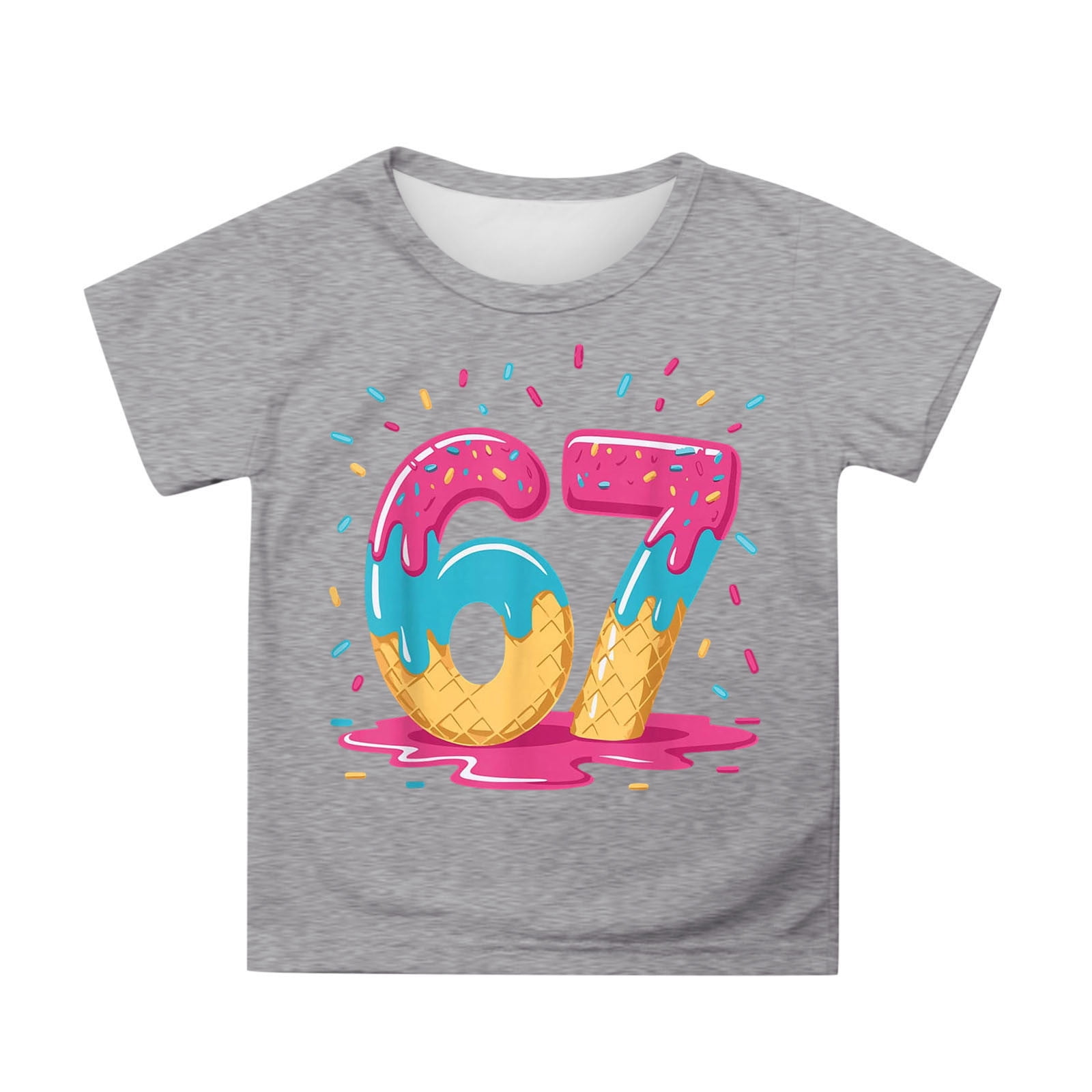 Bainana 67 Tops For Boys Girls Child Number Print Short Sleeve Crew ...