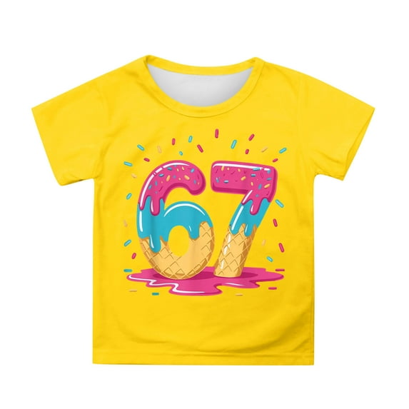 Bainana 67 Tops For Boys Girls Child Number Print Short Sleeve Crew ...