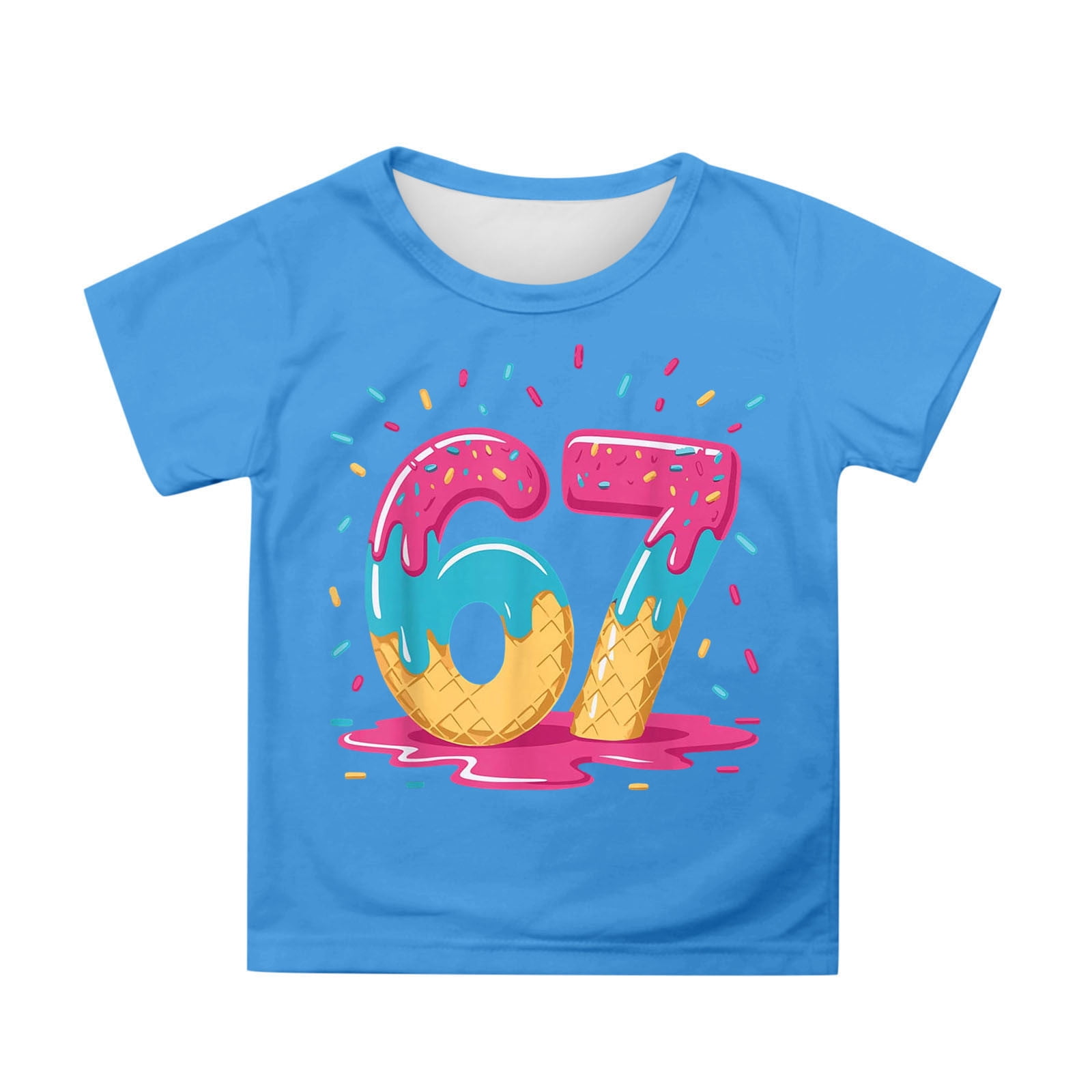 Bainana 67 Tops For Boys Girls Child Number Print Short Sleeve Crew ...
