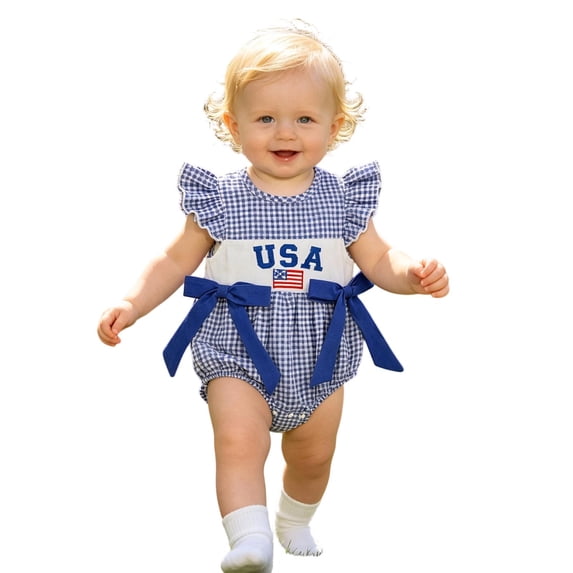 Bainana Baby American Flag Bodysuit Girl'S One-Pieces Patriotic Summer ...