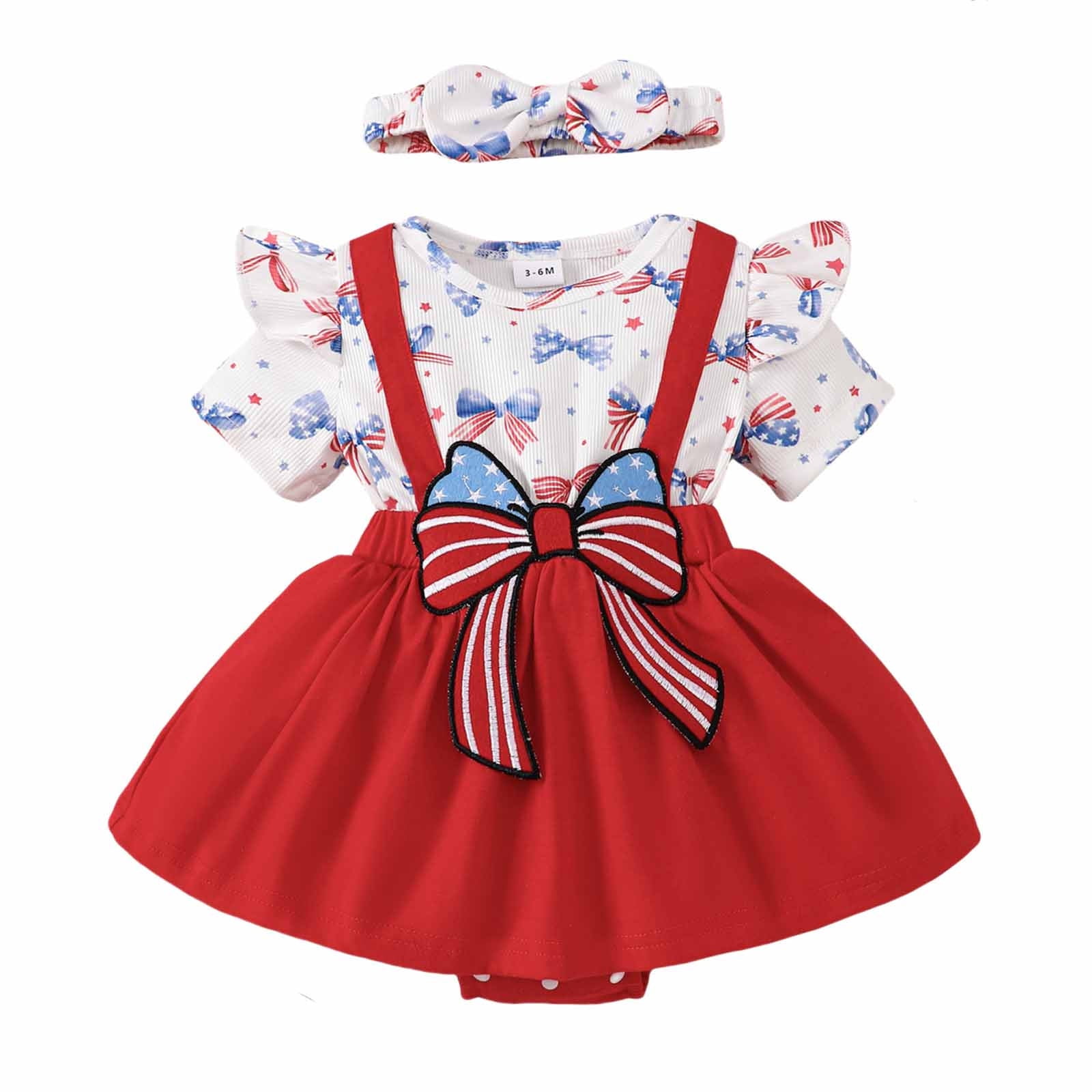 Bainana Baby USA Anniversary Bodysuit With Headband Set Girl'S Onesies ...