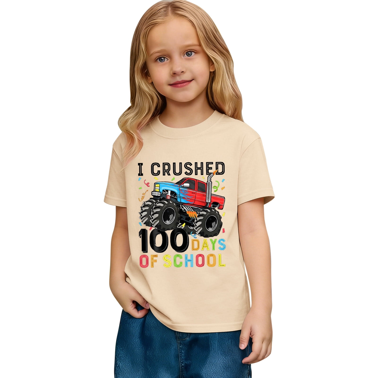 Bainana Back To School T-Shirt For Kids Number Print Short Sleeve Crew ...