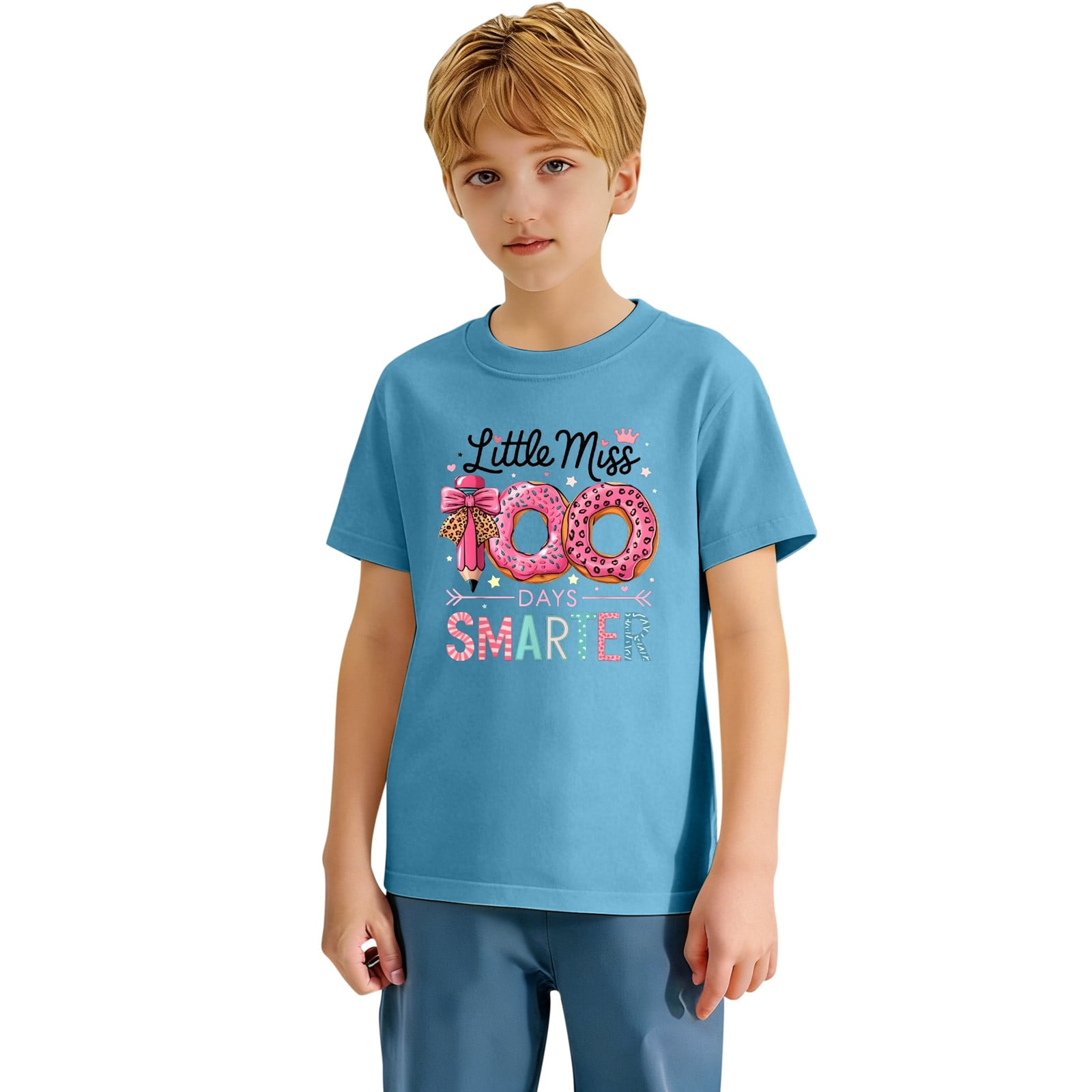Bainana Back To School T-Shirt For Kids Number Print Short Sleeve Crew ...