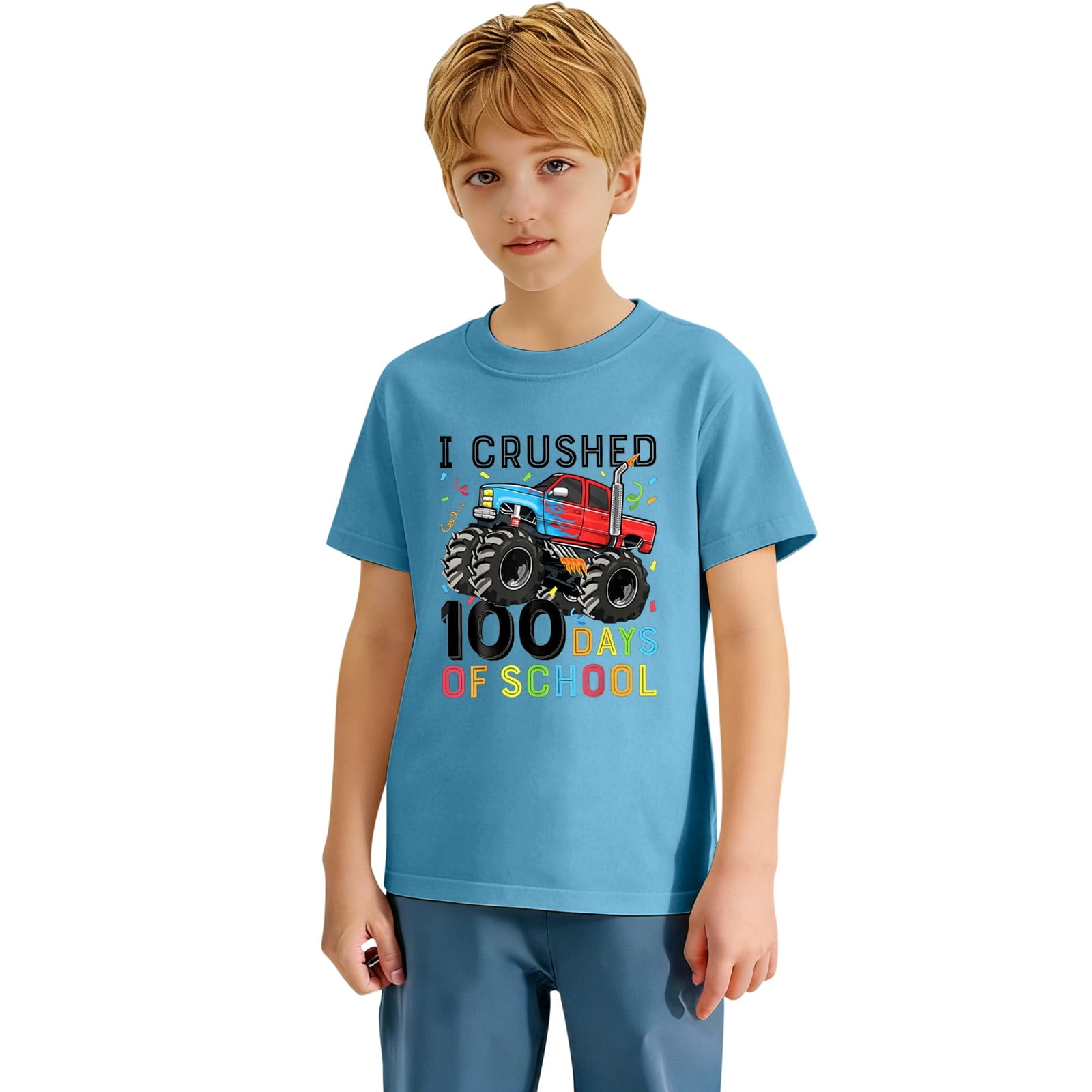 Bainana Back To School T-Shirt For Kids Number Print Short Sleeve Crew ...