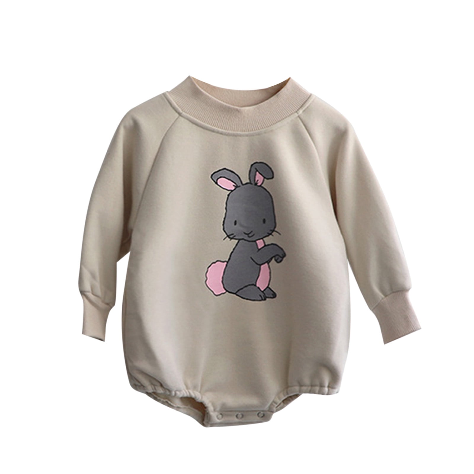 Bainana Bodysuit For Infant Girls Boys Rabbit Print Long Sleeve Crew ...