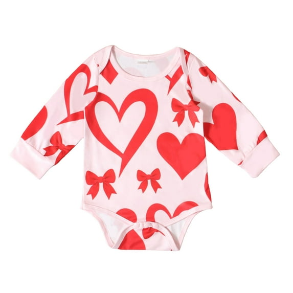 Bainana Bodysuit For Girls Boys Newborn Infant Heart Print Long Sleeve ...
