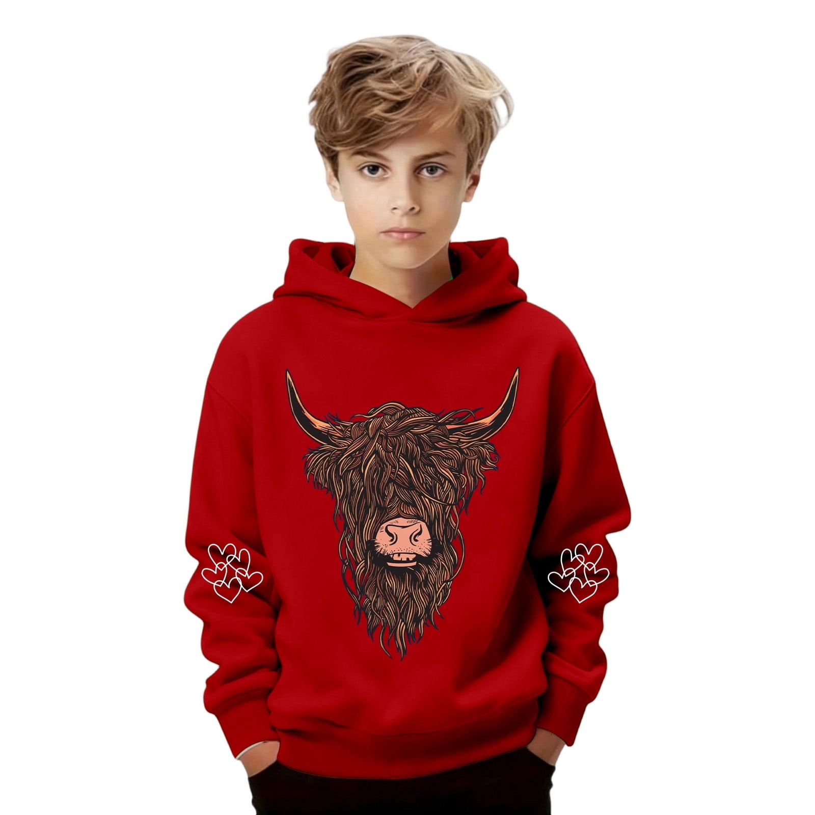 Bainana Boy'S Hoodies Kids Western Cow Print Hooded Long Sleeve ...