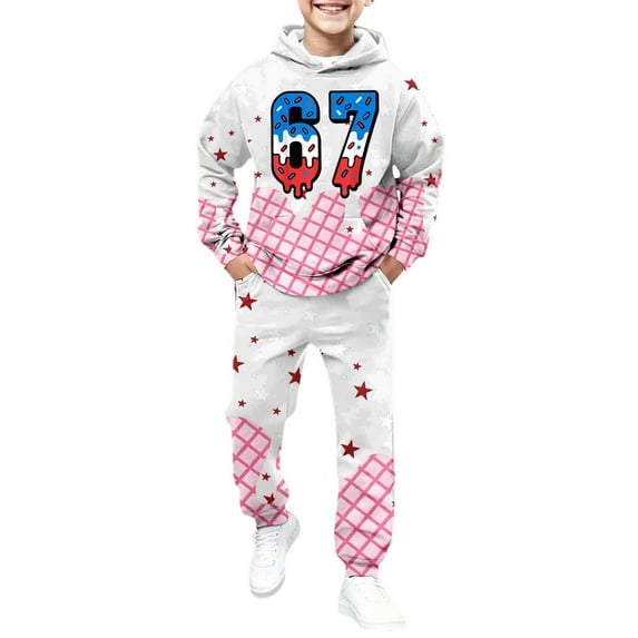 Bainana Boys 2 Pieces Outfit Set Child 67 Number Ice Cream Print Long ...