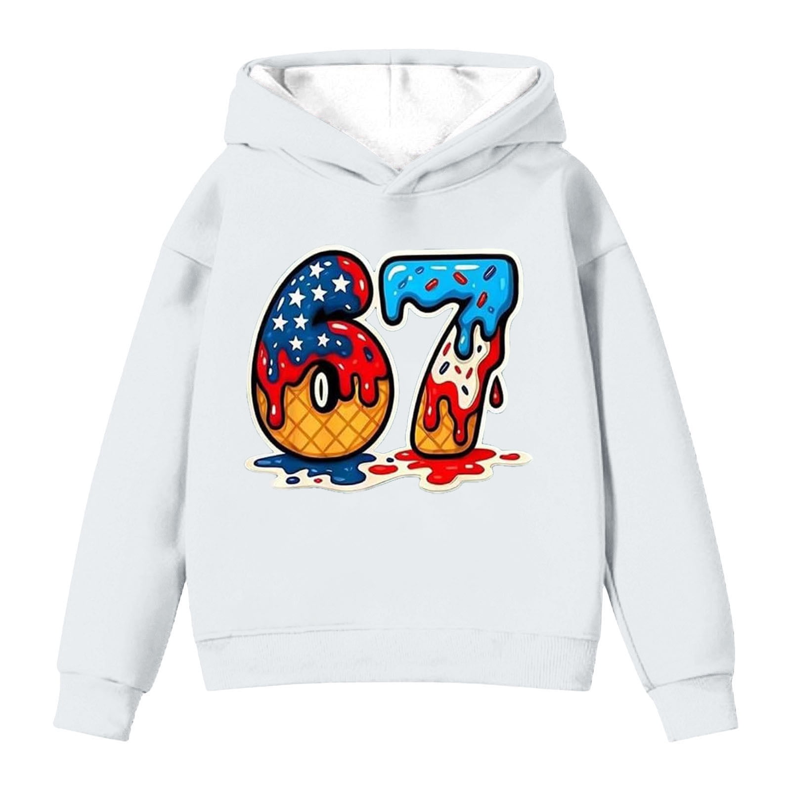 Bainana Boys Girls Pullover Hoodie Number Print Long Sleeve Hooded ...
