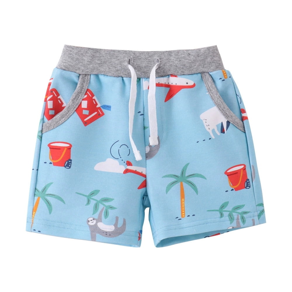 Bainana Boys Shorts Toddler Cartoon Print Elastic Waist Straight Leg ...
