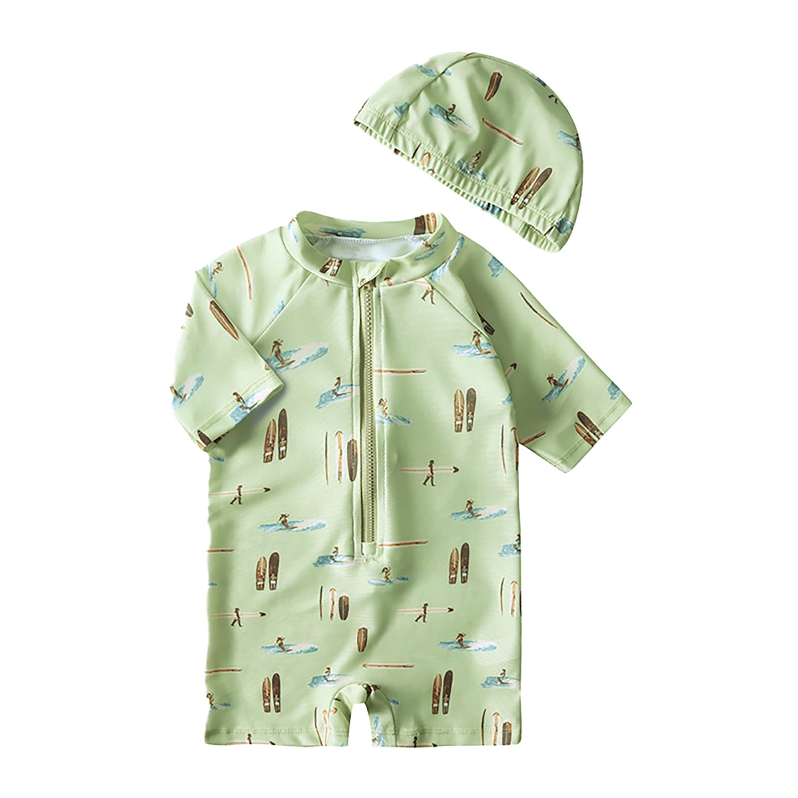 Bainana Boys Swimwear Toddler Cartoon Print Long Sleeve Crew Neck With ...