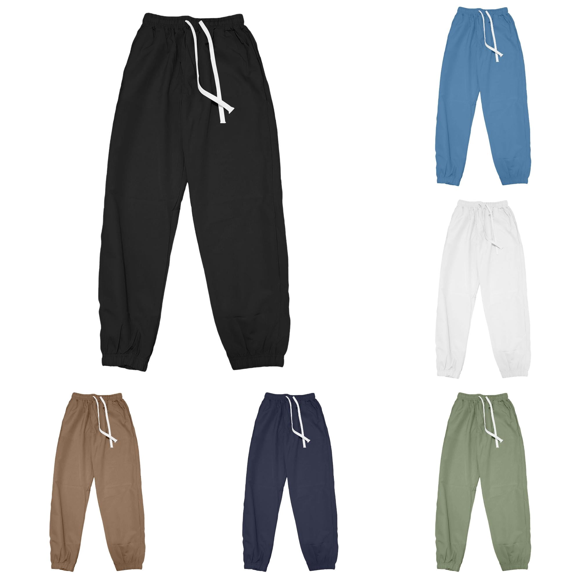 Bainana Casual Pants For Women Solid Color Elastic Waist Straight Leg ...