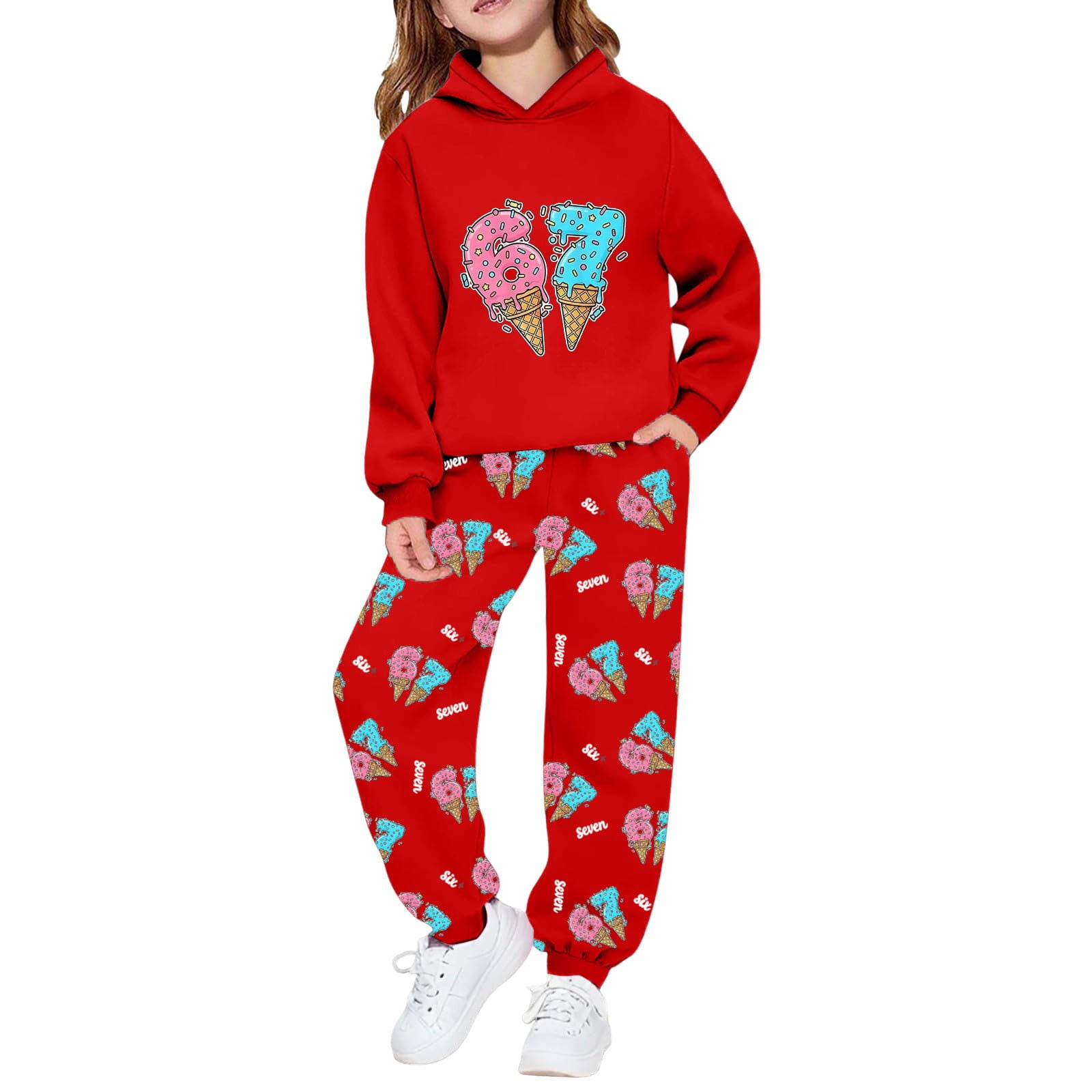 Bainana Child Boys 67 Sweatsuit Number Print Hoodie Sweatshirt And ...