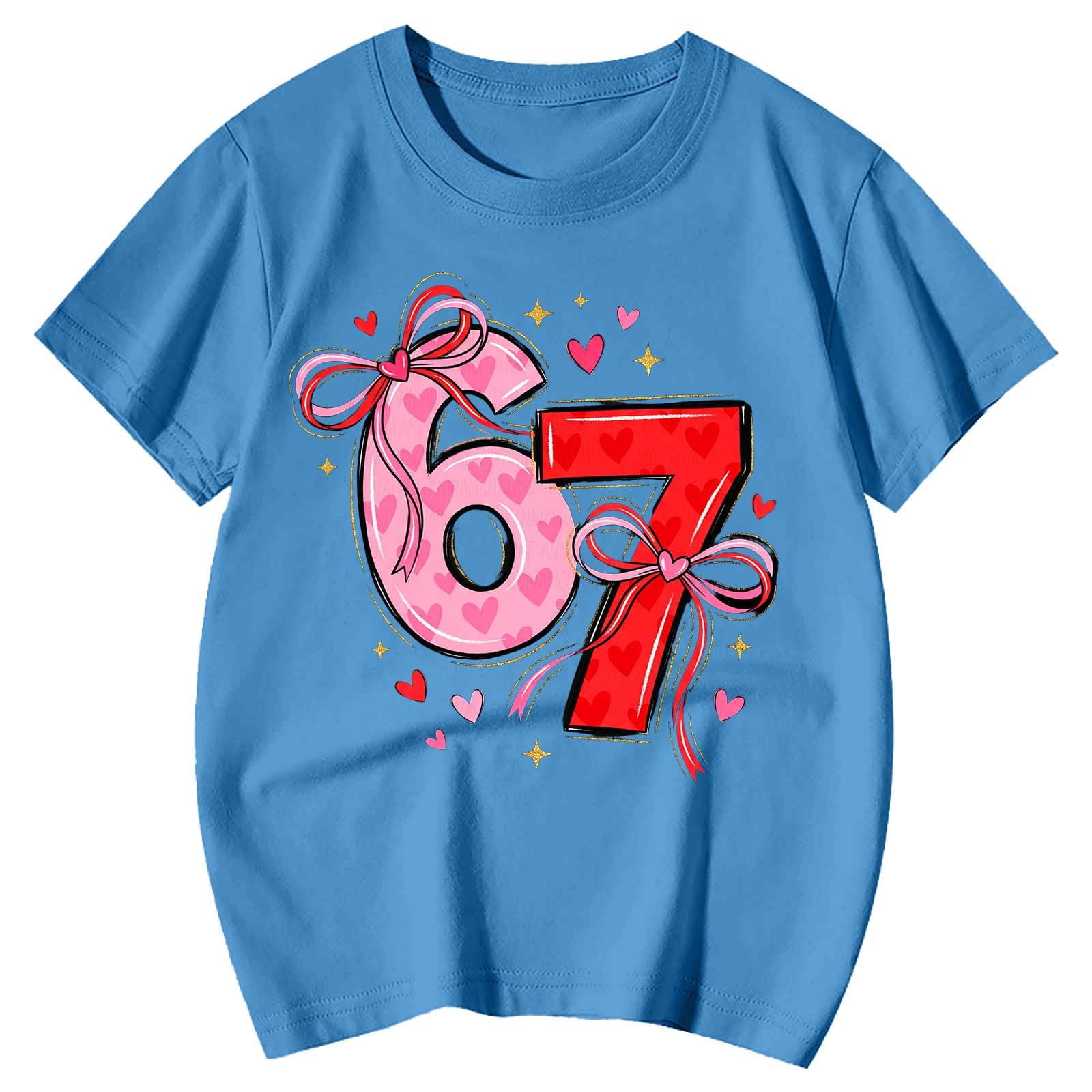 Bainana Child Girls Tops 67 Number With Joke Print Graphic Short Sleeve ...