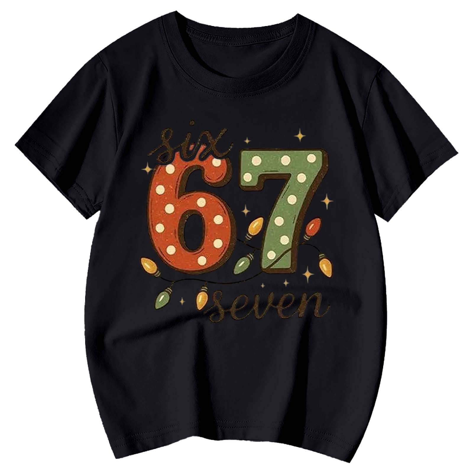 Bainana Child Girls Tops 67 Number With Joke Print Graphic Short Sleeve ...