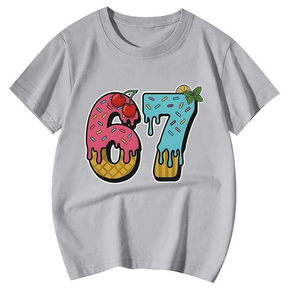 Bainana Child Girls Tops 67 Number With Joke Print Graphic Short Sleeve ...