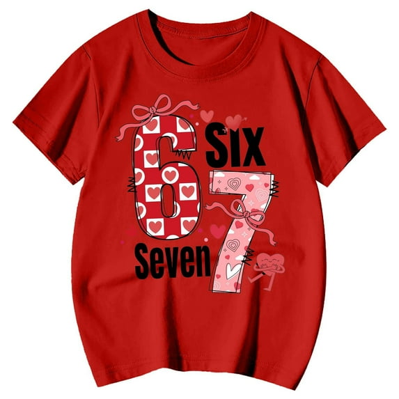 Bainana Child Girls Tops 67 Number With Joke Print Graphic Short Sleeve ...