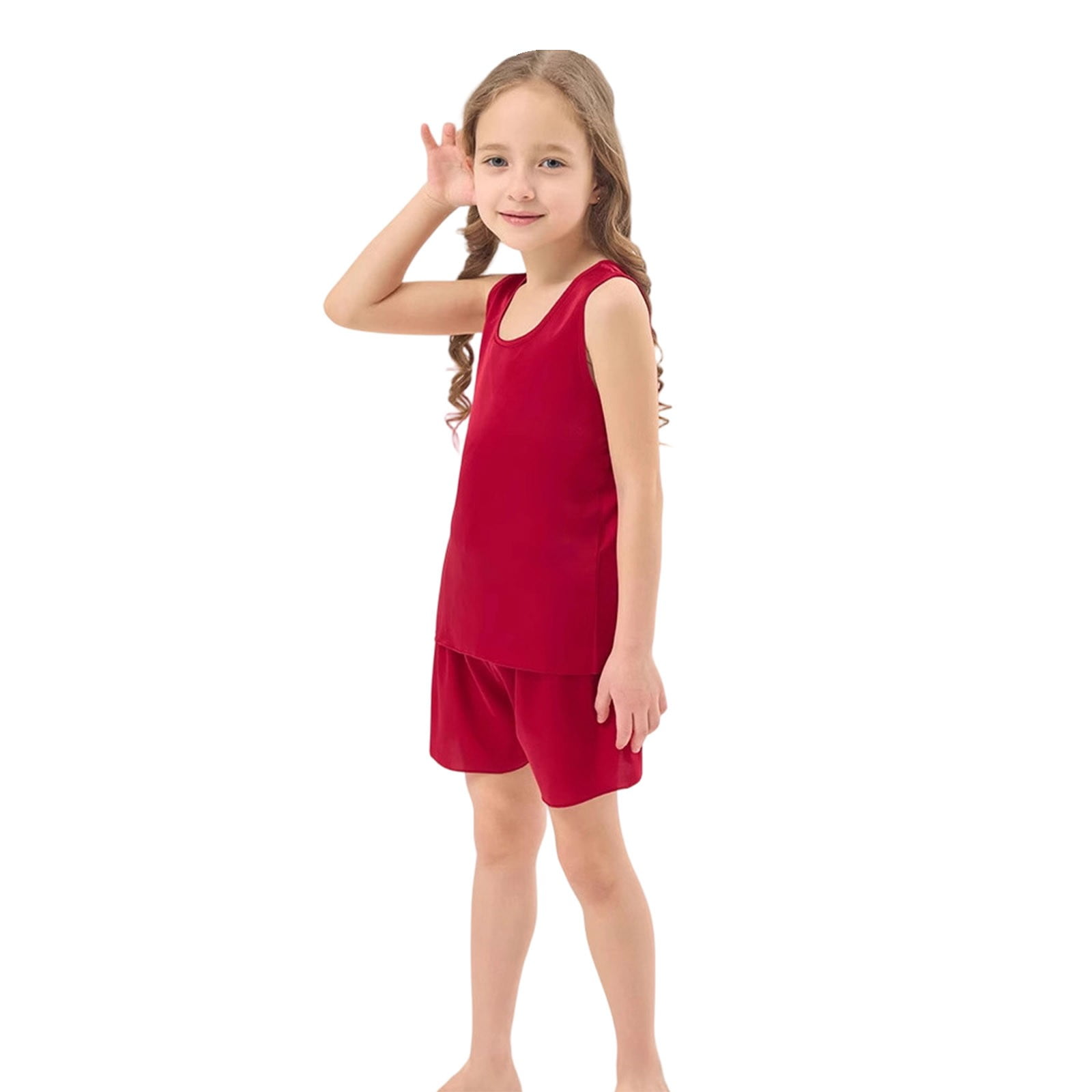 Bainana Child Outfit Set For Girls Elegant Solid Color Sleeveless Crew ...