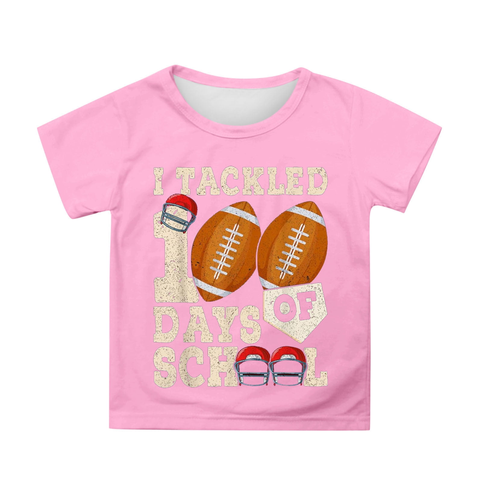 Bainana Children'S 100Th Days Of School Letter Print Short Sleeve Crew ...
